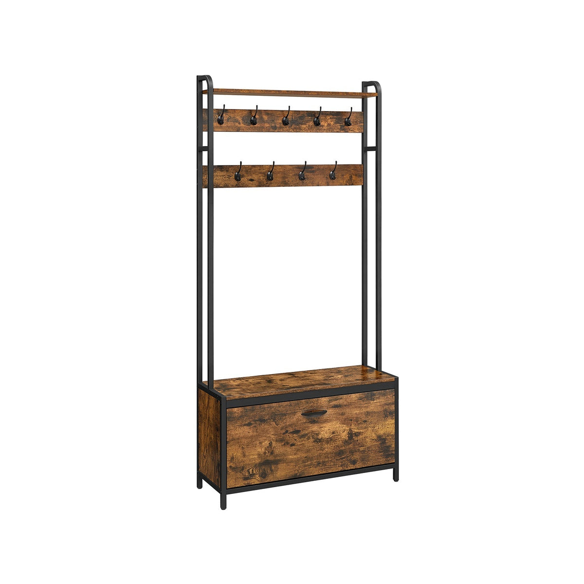 Garderobe mit Bank und Schuhschrank - Industriedesign - 4-in-1 Flurmöb ...